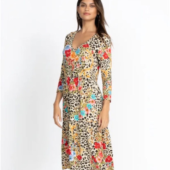 Johnny Was | Dresses | Johnny Was Cheetah Tiered Tea Length Dress ...